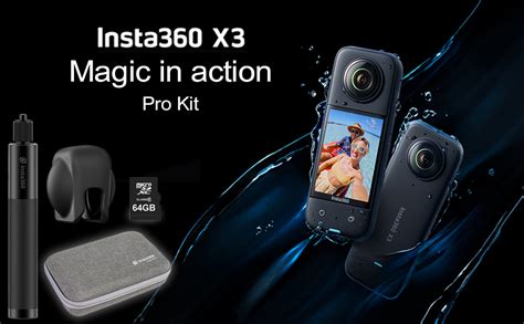 Insta360 X3 360 Degree Action Camera PRO Kit Includes Invisible Selfie Stick Case Lens Cap