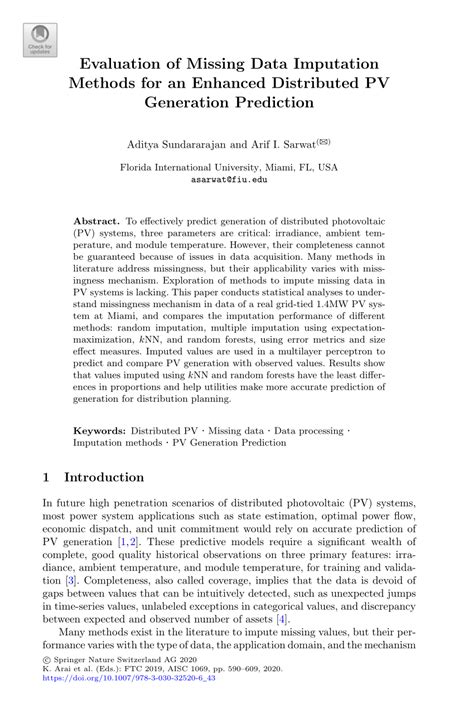 pdf evaluation of missing data imputation methods for an enhanced