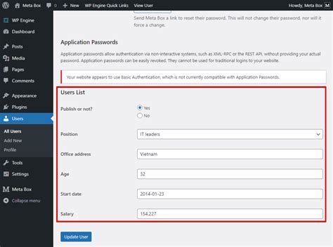 Display A User List On The Frontend Meta Box