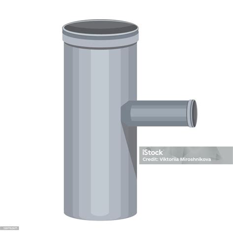 디자인을 위해 흰색 배경에 분리 된 플라스틱으로 만든 분기와 Pvc 파이프 배관 하수 또는 물 배수와 평면 벡터 스톡 그림 관