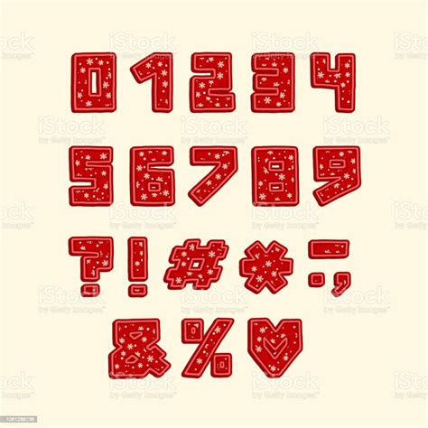 알파벳 크리스마스 디자인입니다 숫자와 문장 부호 손으로 그린 벡터 일러스트 레이 션 Eps 10 0명에 대한 스톡 벡터 아트 및