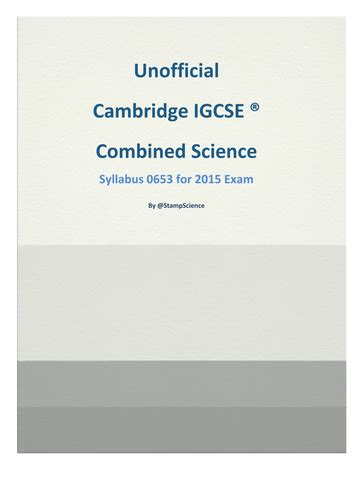 0653 Cambridge Igcse Combined Sciences Revision Guide Teaching Resources