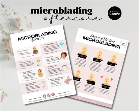 Editable Microblading Aftercare Card Diy Microblading Instruction