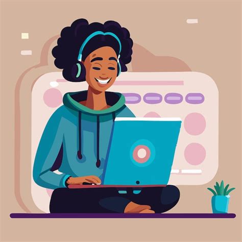 Hacker Operating A Laptop Cartoon Icon Illustration Technology Icon Concept Premium AI