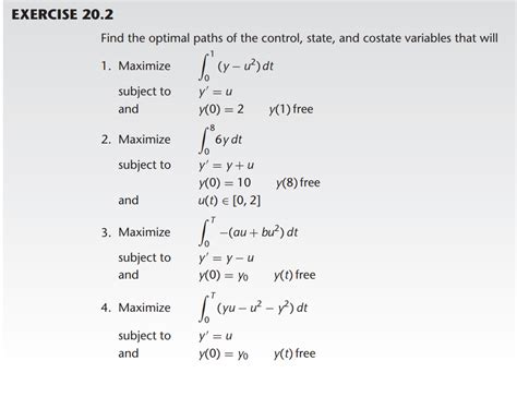 Solved Exercise 20 2 Find The Optimal Paths Of The Control