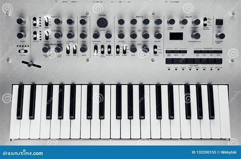 Metallic Analog Synthesizer Stock Image Image Of Buttons Closeup