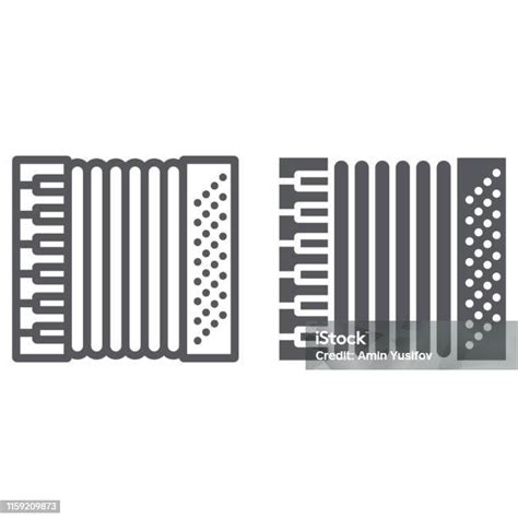 아코디언 라인과 글리프 아이콘 음악과 악기 하모니카 기호 벡터 그래픽 흰색 배경에 선형 패턴 10에 대한 스톡 벡터 아트 및 기타 이미지 Istock