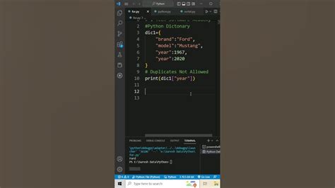 how to work dictionary in python shortsfeed shorts shortvideo viralshorts tutorial youtube