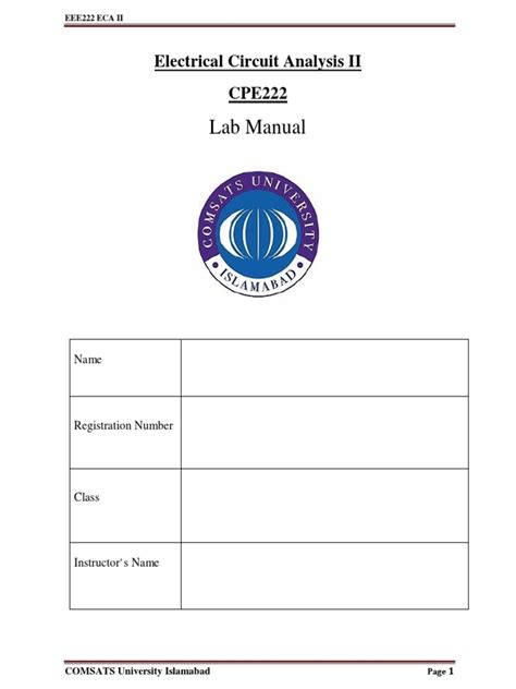 Lab Manual Electrical Circuit Analysis Ii Cpe222 Pdf Spice