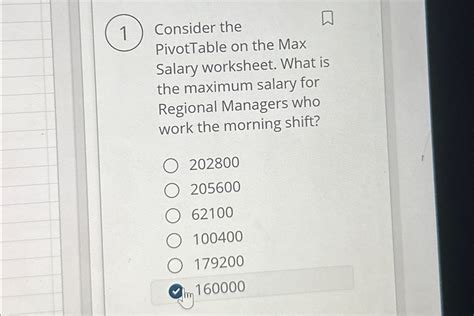 Solved Consider The Pivottable On The Max Salary Worksheet
