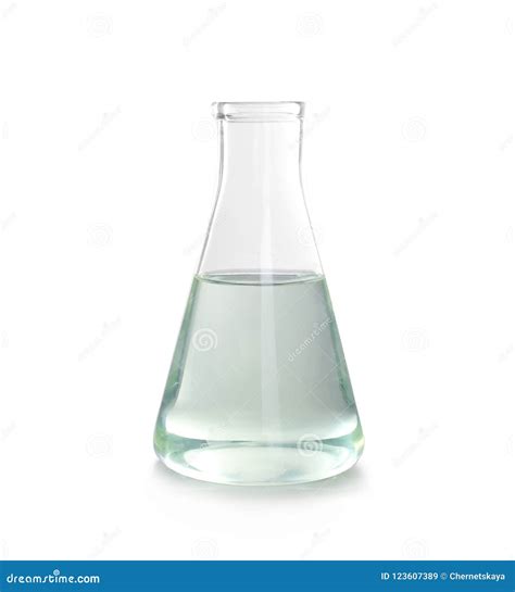 Conical Flask With Liquid On White Background Stock Image Image Of Biology Industry 123607389