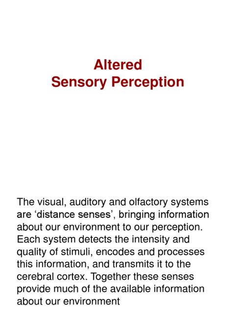 Concept Of Sensory Alteration Pdf Senses Perception
