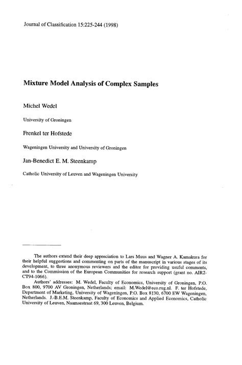 Pdf Mixture Model Analysis Of Complex Samples