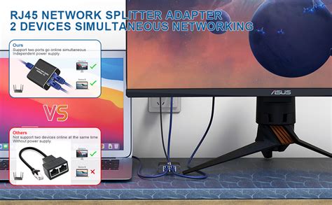 Amazon Com Ethernet Splitter High Speed 1 To 2 Out 100 1000Mbps RJ45 Splitter With USB Power