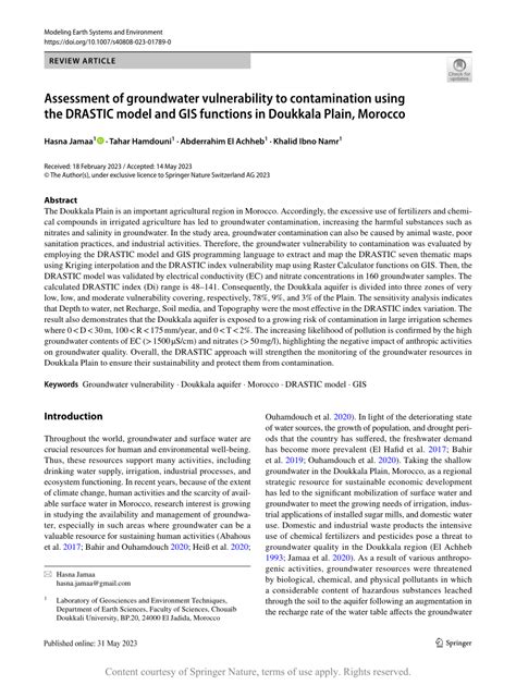 Assessment Of Groundwater Vulnerability To Contamination Using The Drastic Model And Gis