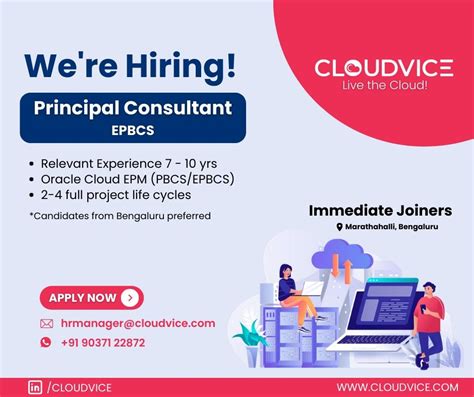 Cloudvice On Linkedin Immediatejoiners Epbcs Oraclecloud Principalconsultant Pbcs