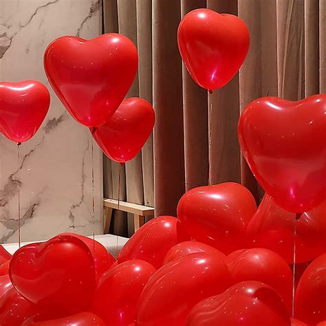 Amfin® Pack Of 25 Red Heart Balloons For Valentines Day Decoration