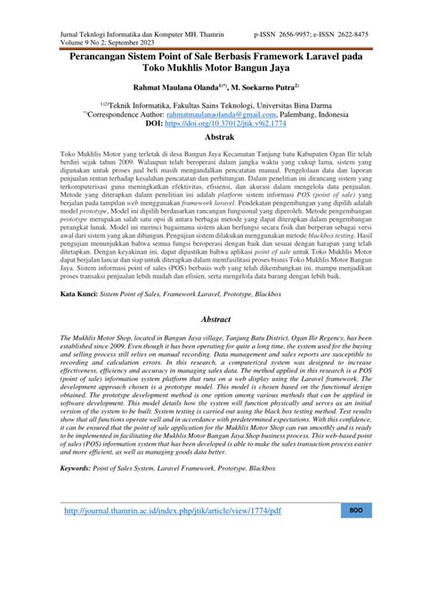 Pdf Perancangan Sistem Point Of Sale Berbasis Framework Laravel Pada