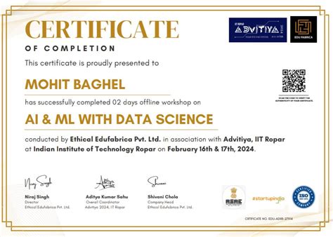 Mohit Baghel On Linkedin Hey Congratulations I Have Successfully Completed 2 Day Offline Workshop