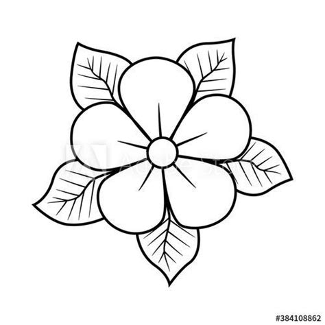 A Flower With Leaves In Black And White