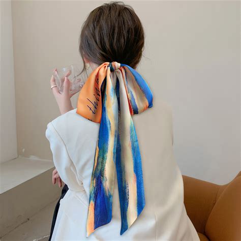 小丝巾女长条法式绑包包编发丝带长款百搭夏季发带绑发腰带扎头发 虎窝淘