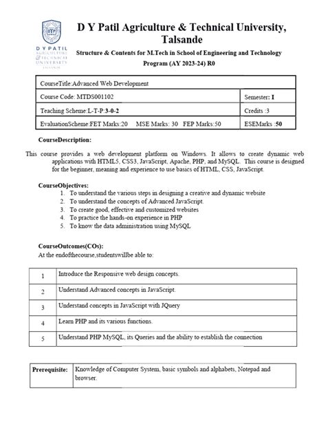 Mtds001102 Advanced Web Development Pdf Php J Query