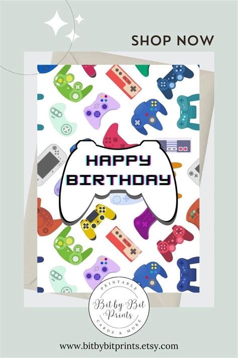 Printable Happy Birthday Video Game Controller Card Printable Gamer