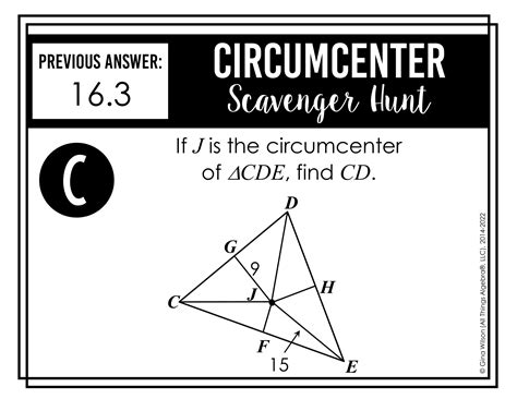 Centers Of Triangles Circumcenter Scavenger Hunt All Things Worksheets Library