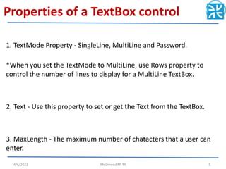 Asp Net Textbox Control Ppt