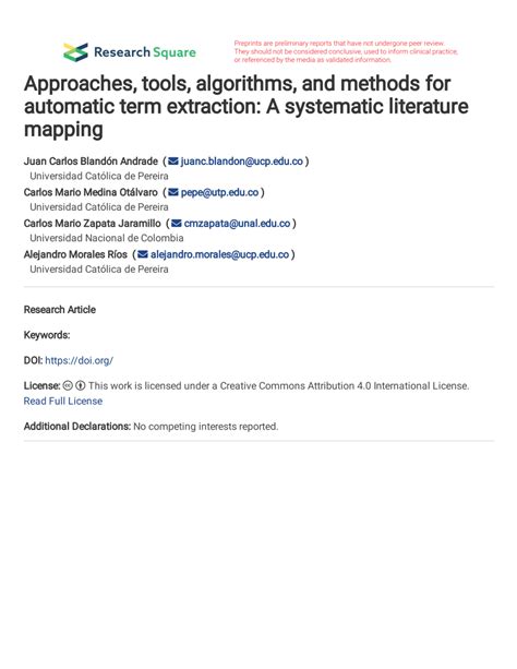 Pdf Approaches Tools Algorithms And Methods For Automatic Term Extraction A Systematic