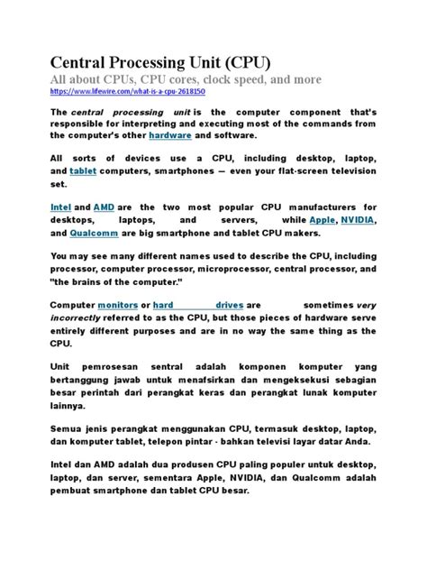 Central Processing Unit 1 Pdf Multi Core Processor Central