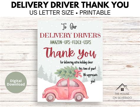 Delivery Driver Thank You Sign Etsy
