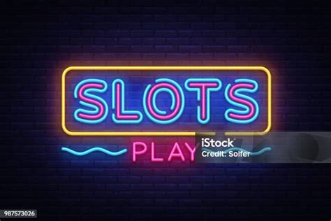 슬롯 플레이 네온 사인 벡터입니다 슬롯 머신 디자인 서식 파일 네온 사인 라이트 배너 네온 간판 광고 밝은 야간 라이트 비문 벡터 일러스트 레이 션 간판에 대한 스톡 벡터