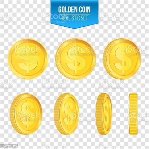 다른 관점에 떠 있는 3d 금화의 크리에이 티브 벡터 일러스트 투명 한 배경에 고립 달러 기호입니다 현실적인 돈입니다 예술