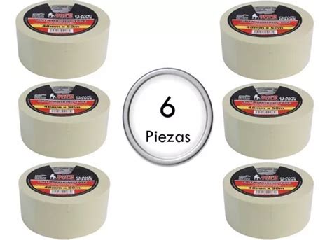 Cinta Masking Tape 2 50mts Uso Gral Empaque 6 Pz Color Blanco Envío