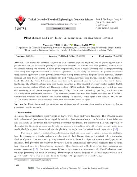 Pdf Plant Disease And Pest Detection Using Deep Learning Based Features