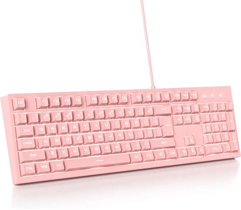 Owpkeenthy Pink Gaming Keyboard Cute Creamy Keyboard Backlit Wired