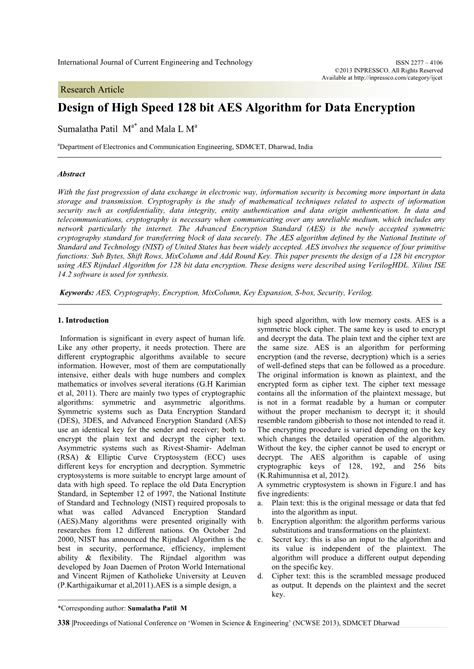 Design Of High Speed 128 Bit AES Algorithm For Data Encryption DocsLib