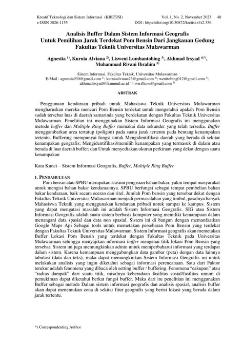 Pdf Analisis Buffer Dalam Sistem Informasi Geografis Untuk Pemilihan Jarak Terdekat Pom Bensin