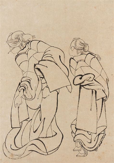 Two Women Drawing By Katsushika Hokusai Fine Art America