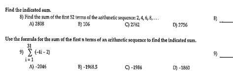Solved Find The Indicated Sum Use The Formula For The