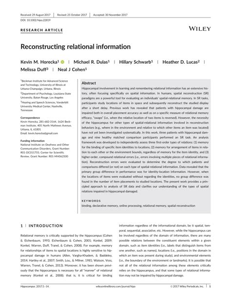 Pdf Reconstructing Relational Information
