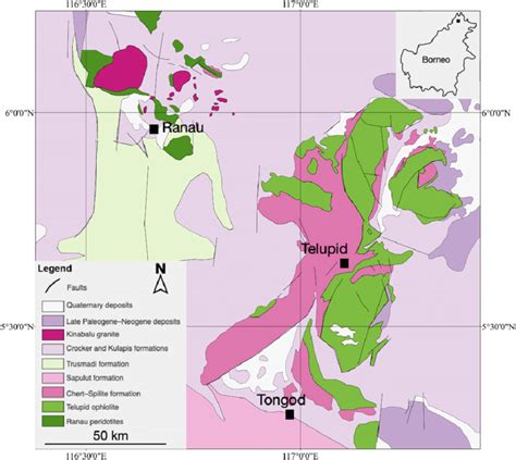 Simplified Geological Map Of Central Sabah Eastern Malaysia Compiled Download Scientific