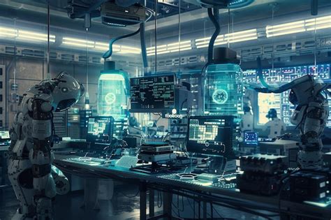 Premium Photo Machines Learning In A Futuristic Tech Lab Ar Generative Ai