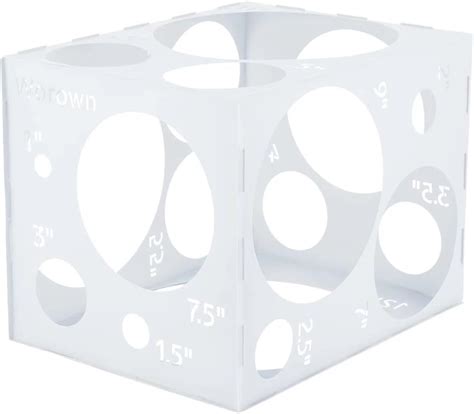 Worown 18 Holes Collapsible White Plastic Balloon Sizer Box Balloon Sizer Cube Balloon Size