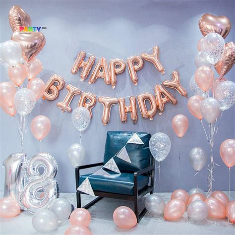 Rose Gold Happy Birthday Decoration Set 18th Birthday Party Ideas