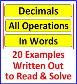 Decimals All Operations In Words Examples Written Out Made By Teachers