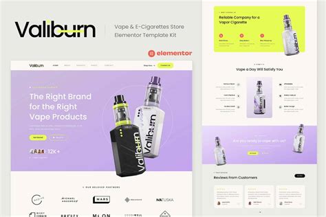Valiburn Vape And E Cigarettes Store Elementor Template Kit Latest Wp Nulled