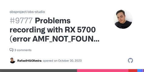 Problems Recording With Rx 5700 Error Amfnotfound Code 11 · Issue 9777 · Obsprojectobs