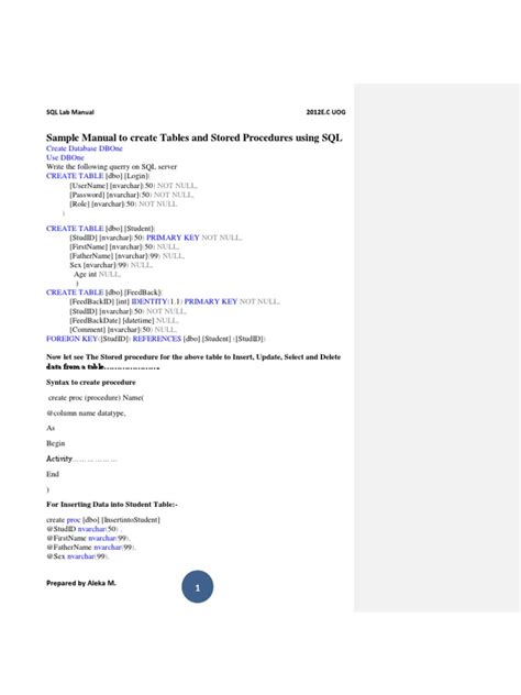 A Guide To Creating Database Tables And Stored Procedures In Sql Server
